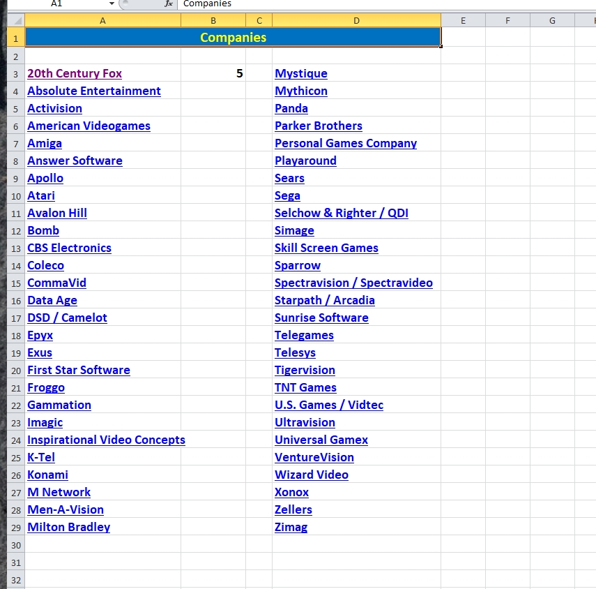 Atari 2600 games checklist (Excel file) - Atari 2600 - AtariAge Forums